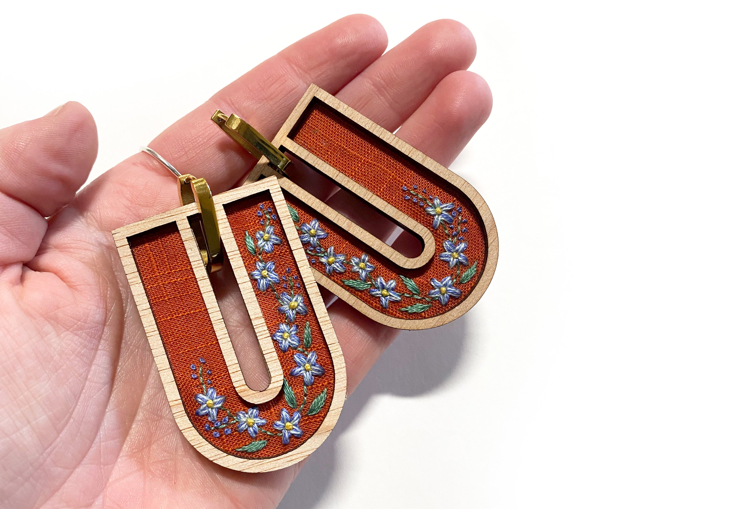 Hand Embroidered Earrings - Royal Bluebells – Yarn Industries